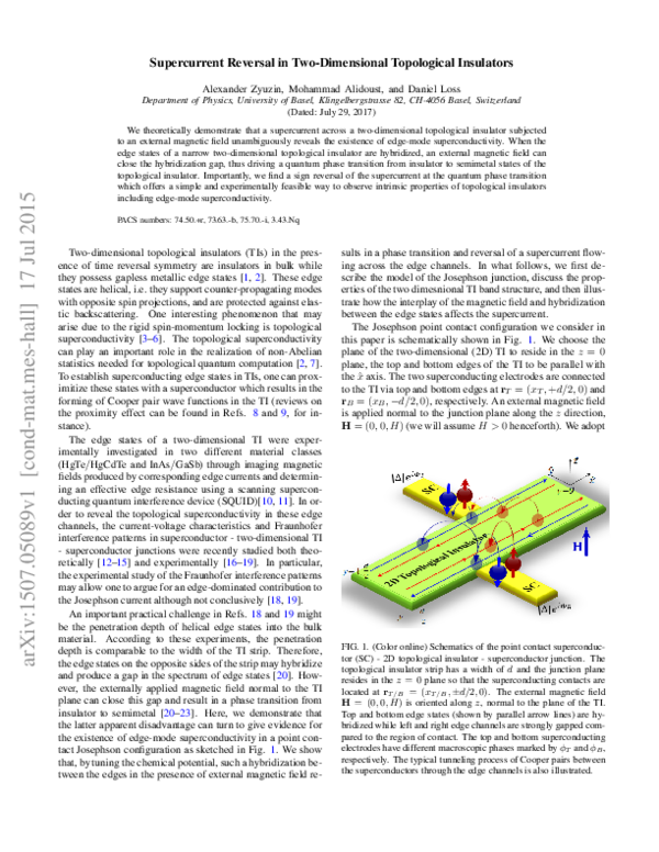 (PDF) Supercurrent Reversal in Two-Dimensional Topological Insulators
