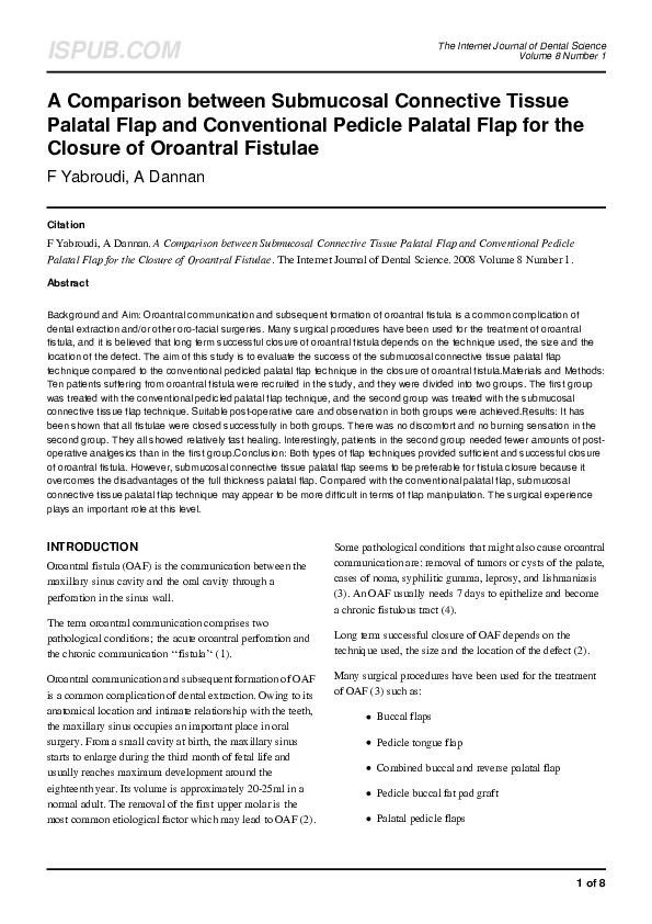 (PDF) A Comparison between Submucosal Connective Tissue Palatal Flap ...