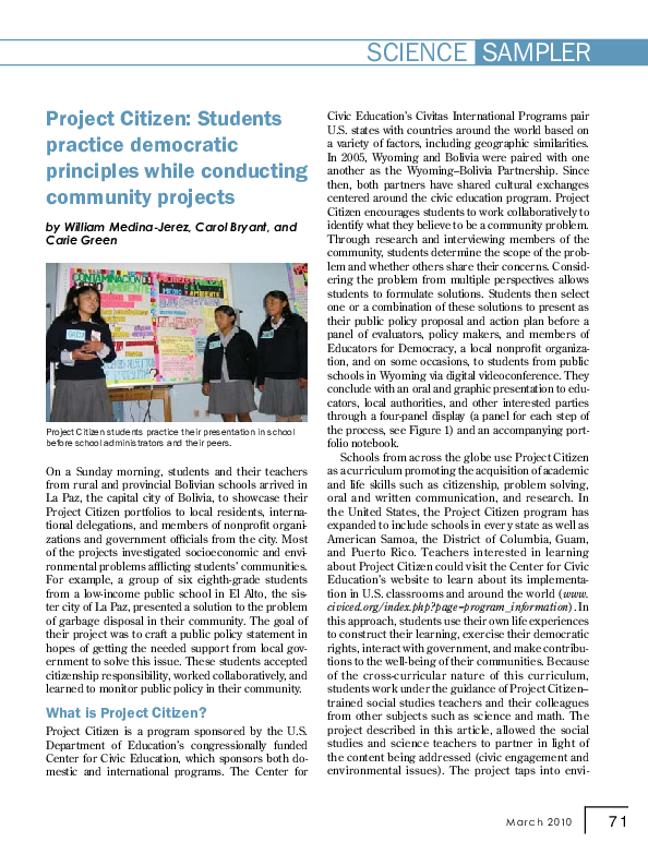 (PDF) Project Citizen: Students Practice Democratic Principles While ...