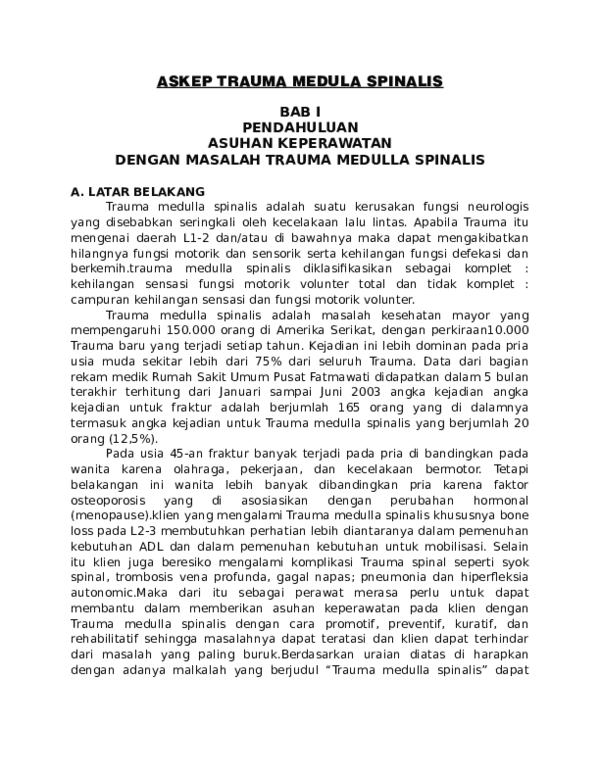 (DOC) ASKEP TRAUMA MEDULA SPINALIS