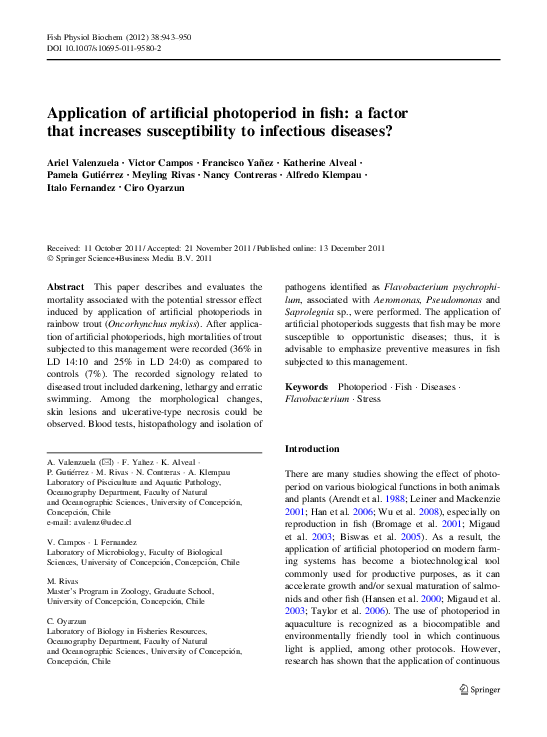 (PDF) Application of artificial photoperiod in fish: a factor that ...