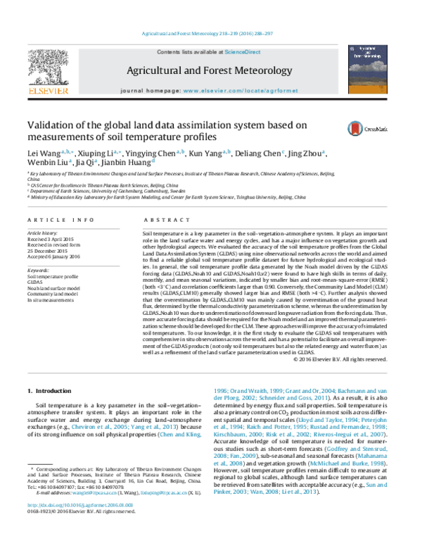(PDF) Validation of the global land data assimilation system based on ...