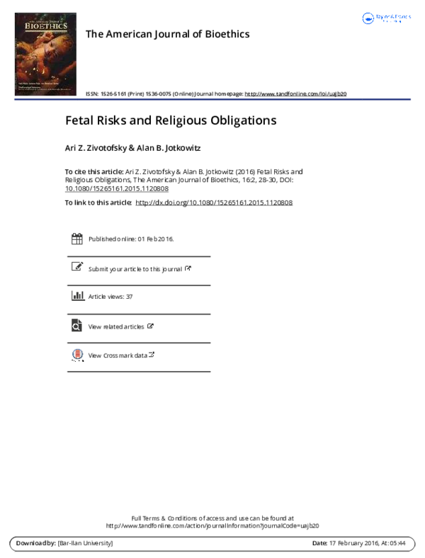 (PDF) Risks and Religious Obligations