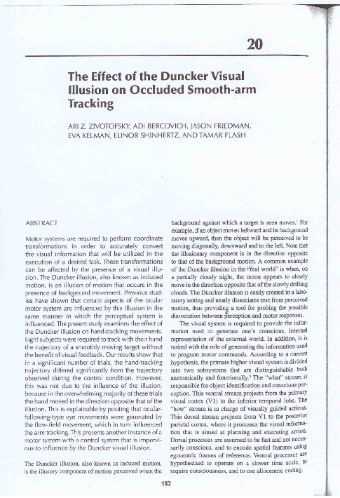 (PDF) The Effect of the Duncker Visual Illusion on Occluded Smooth Arm ...