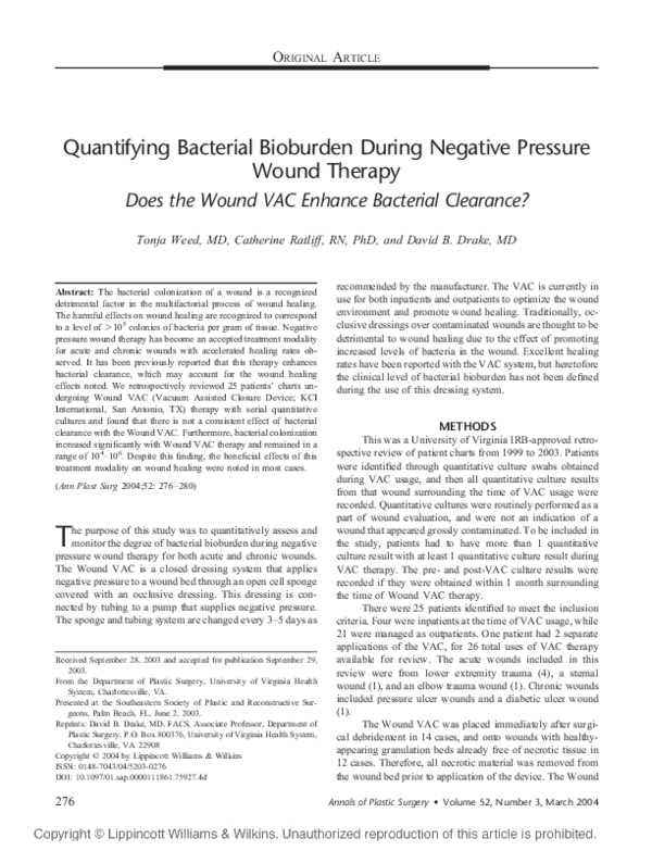 (PDF) Quantifying Bacterial Bioburden During Negative Pressure Wound ...