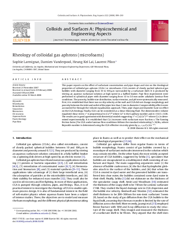 (PDF) Rheology of colloidal gas aphrons (microfoams)
