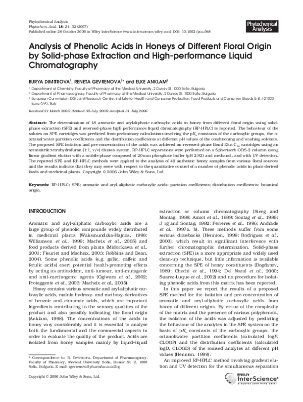 (PDF) Analysis of phenolic acids in honeys of different floral origin by solid-pase extraction ...