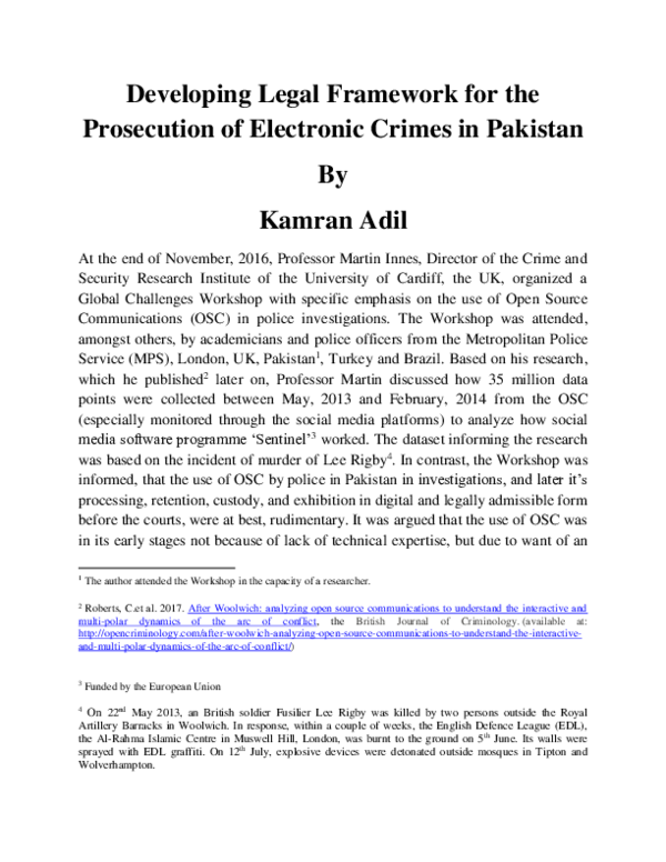 (PDF) Developing Legal Framework for the Prosecution of Electronic ...