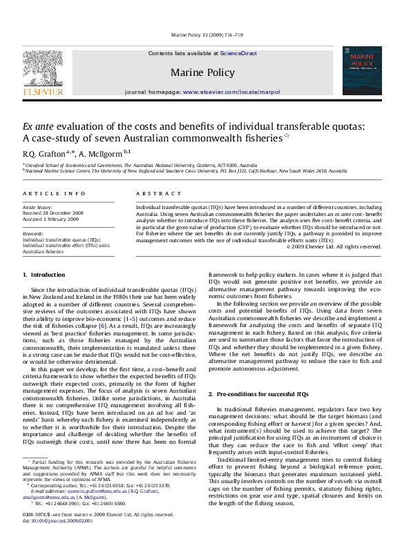 (PDF) Ex ante evaluation of the costs and benefits of individual ...