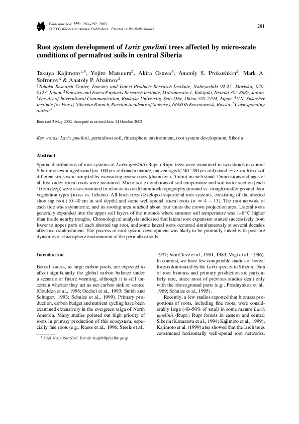 (PDF) Root system development of Larix gmelinii trees affected by micro ...