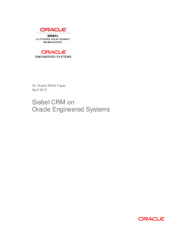 (PDF) An Oracle White Paper Siebel CRM on Oracle Engineered Systems