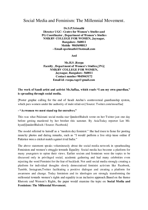 (DOC) Social Media and Feminism: The Millennial Movement