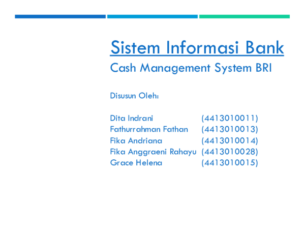 (PDF) Sistem Informasi Bank Cash Management System BRI