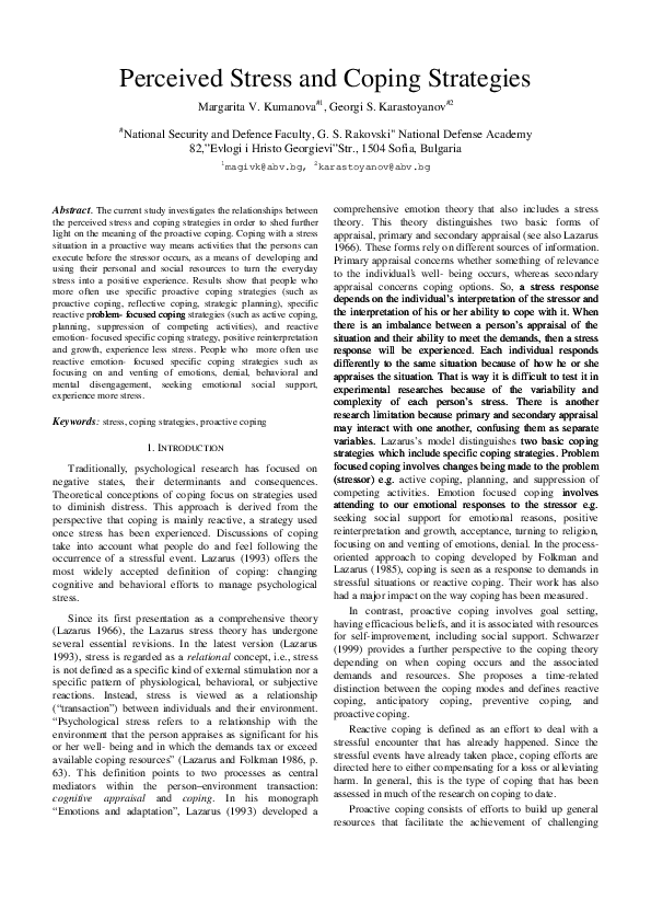 (PDF) Perceived Stress and Coping Strategies