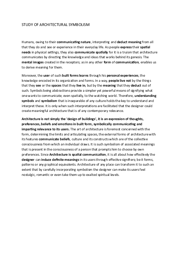 (DOC) STUDY OF ARCHITECTURAL SYMBOLISM