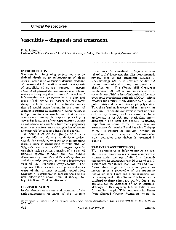(PDF) Vasculitis - diagnosis and treatment