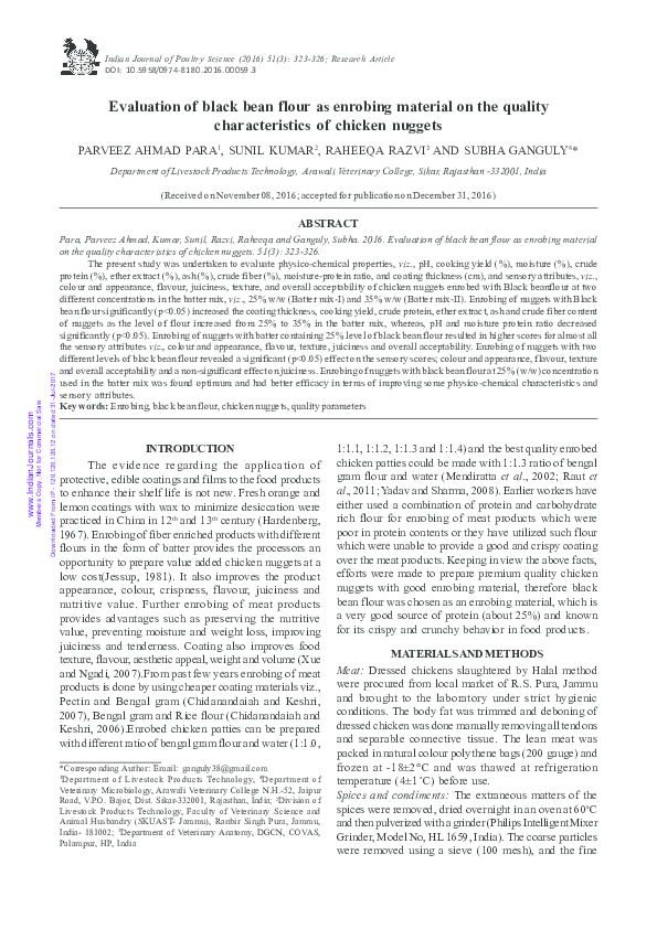 (PDF) Evaluation of black bean flour as enrobing material on the ...