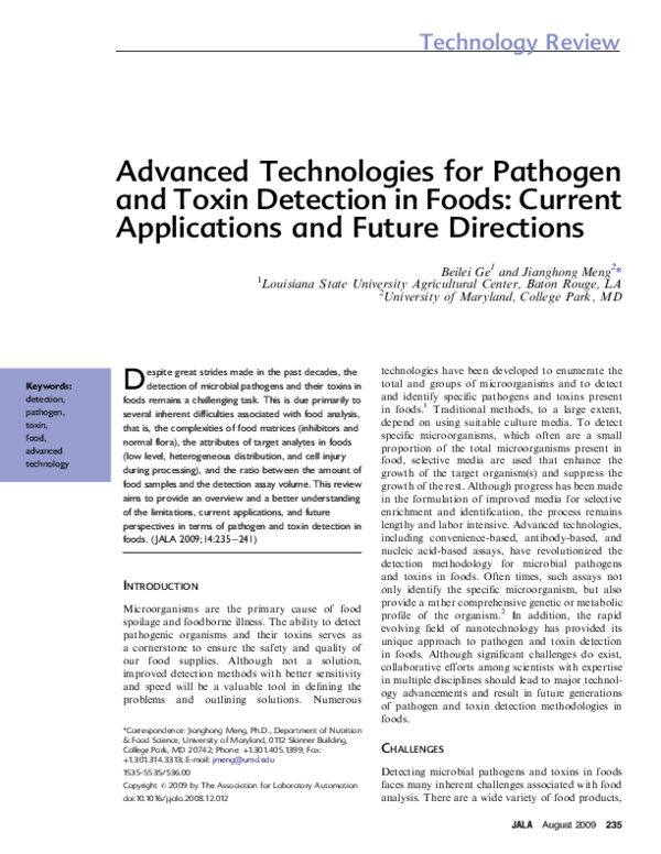 (PDF) Advanced Technologies for Pathogen and Toxin Detection in Foods ...