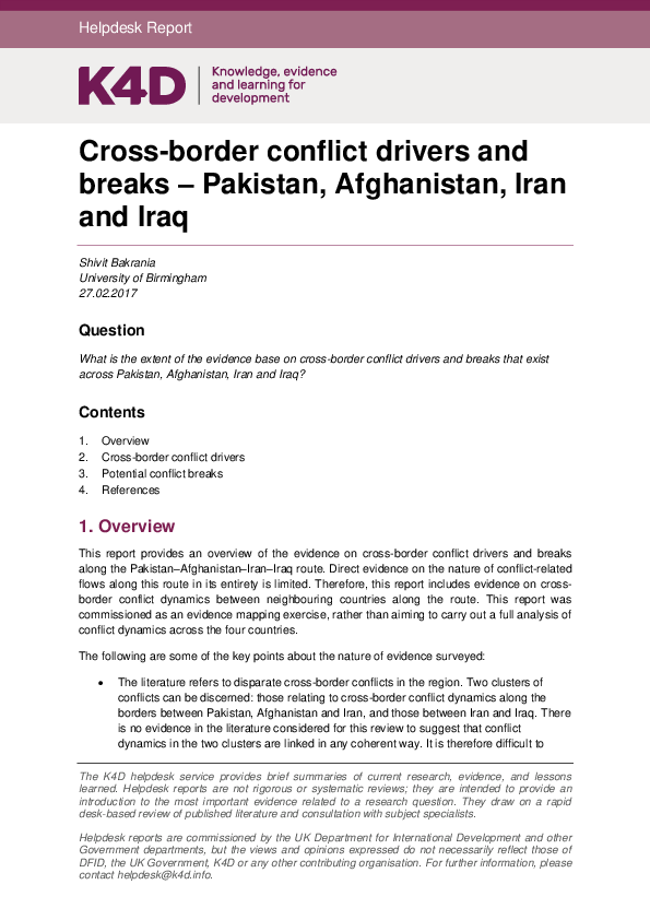 (PDF) Cross-border conflict drivers and breaks – Pakistan, Afghanistan ...