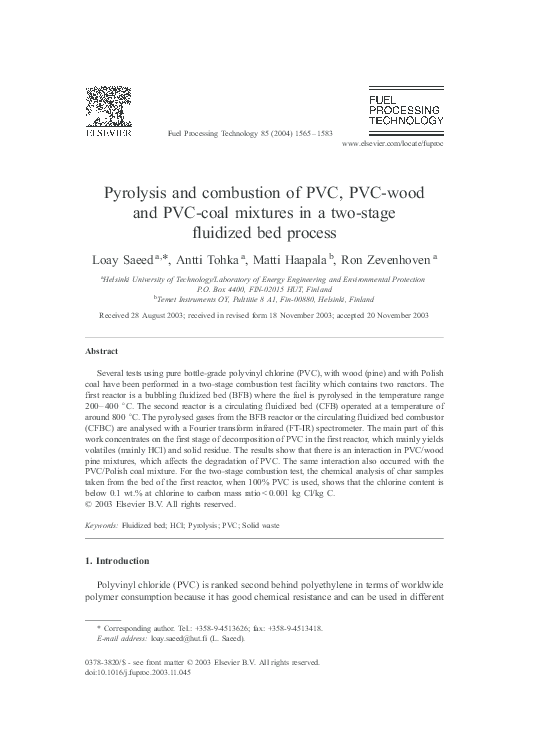 (PDF) Pyrolysis and combustion of PVC, PVC-wood and PVC-coal mixtures ...