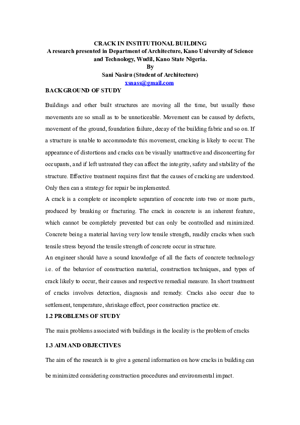 (DOC) Identify the influence of cracks in buildings | Nasiru Sani ...