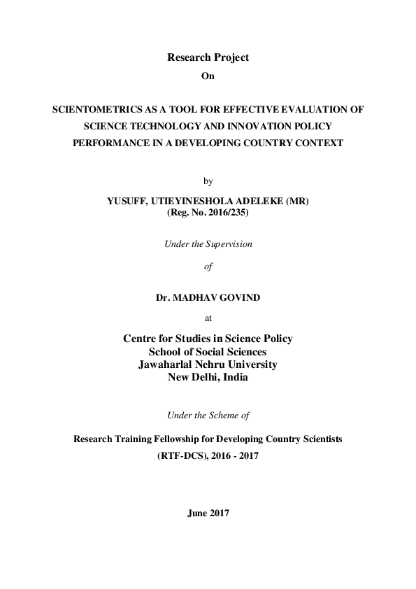 (PDF) SCIENTOMETRICS AS A TOOL FOR EFFECTIVE EVALUATION OF SCIENCE ...