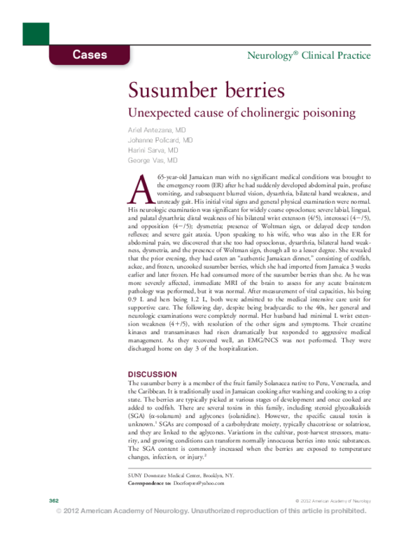 (PDF) Cases Neurology ® Clinical Practice Susumber berries Unexpected ...