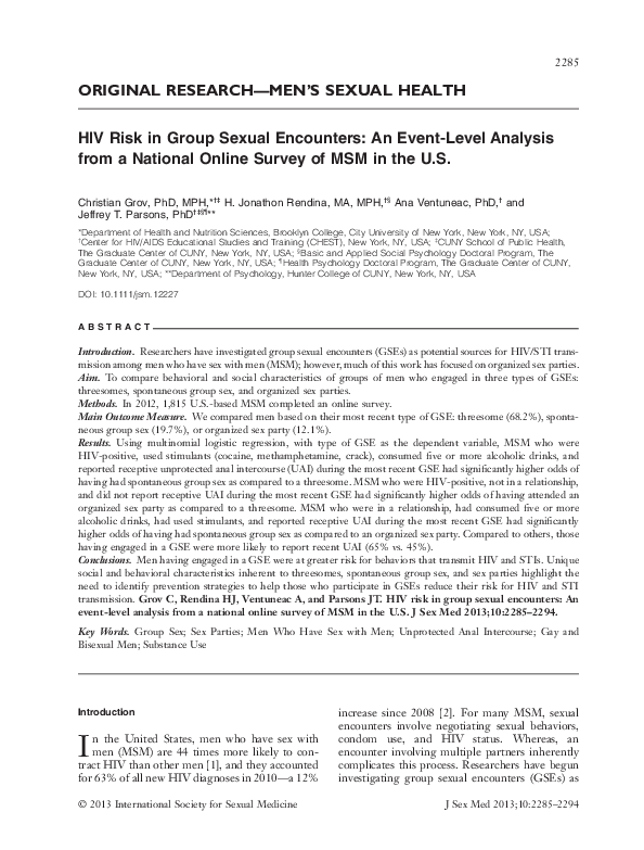 Pdf Grov Et Al 2013 Jsexmed A4a Group Sex Pdf Jeffrey Parsons