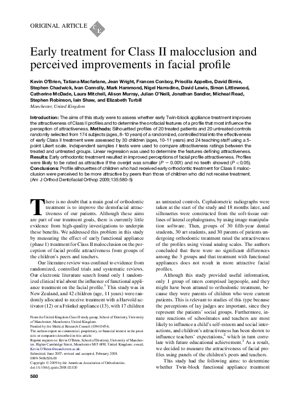 (PDF) Early treatment for Class II malocclusion and perceived ...