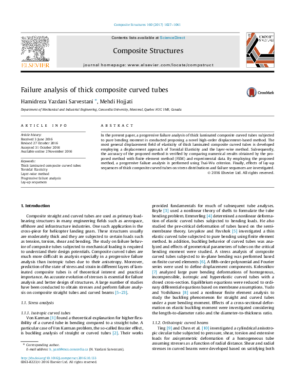 (PDF) Failure analysis of thick composite curved tubes