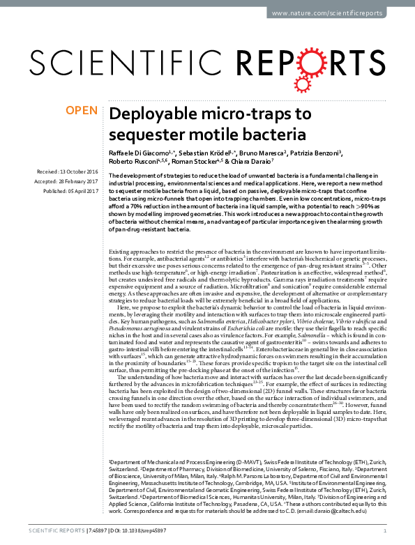 (PDF) Deployable micro-traps to sequester motile bacteria