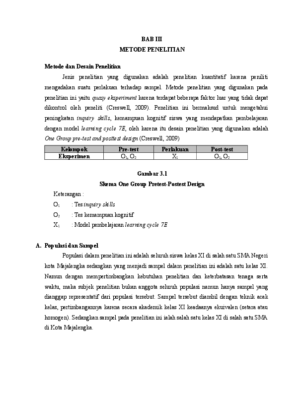 (DOC) BAB III : Model pembelajaran learning cycle 7E
