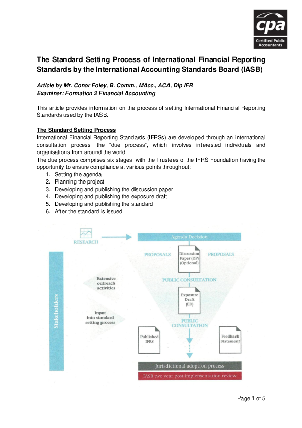 (PDF) The Standard Setting Process of International Financial Reporting ...
