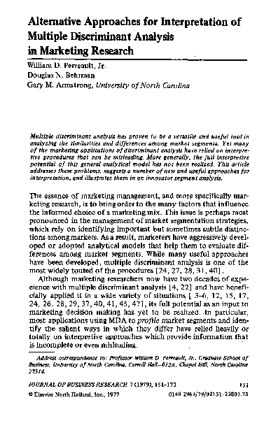 (PDF) Alternative approaches for interpretation of multiple discriminant analysis in marketing ...