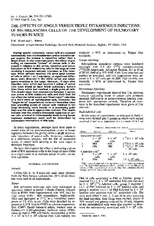 (PDF) The effects of single versus triple intravenous injections of B16 ...