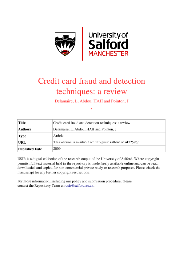 (PDF) Credit card fraud and detection techniques: a review Title Credit ... (PDF) Credit card fraud and detection techniques: a review Title Credit ...
