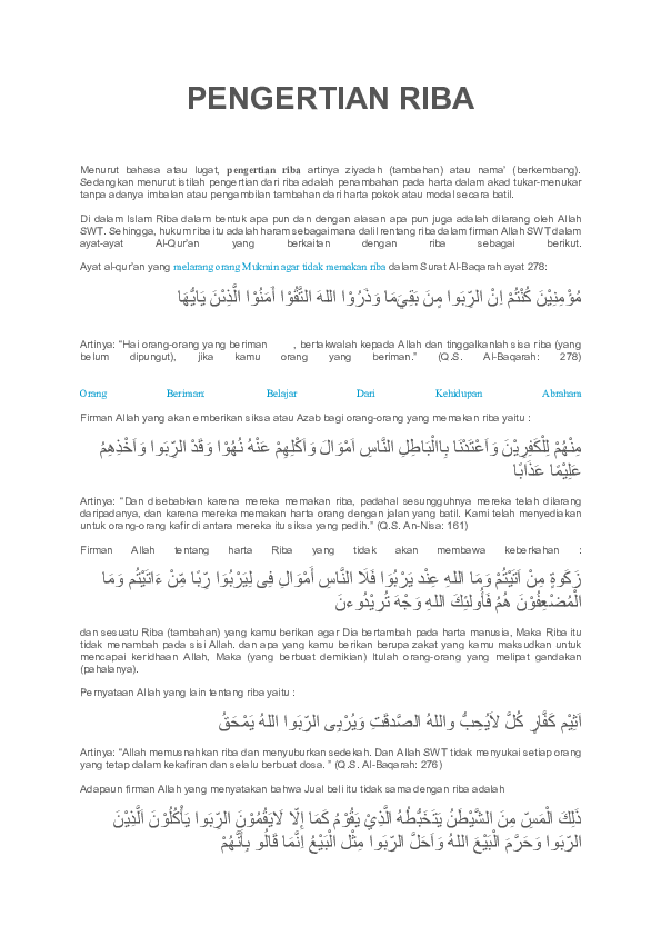 (PDF) PENGERTIAN RIBA