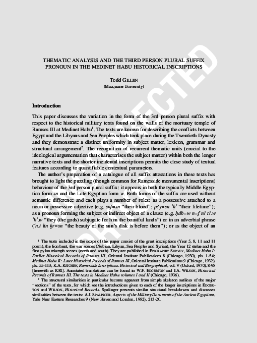 (PDF) Thematic Analysis and the Third Person Plural Suffix Pronoun in ...
