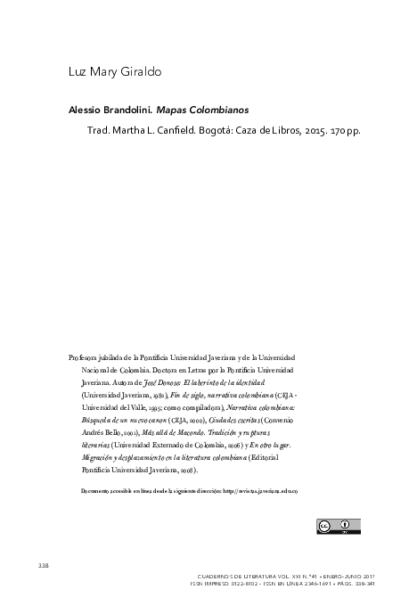 (PDF) Luz Mary Giraldo, "Alessio Brandolini. 'Mapas Colombianos'. Trad ...