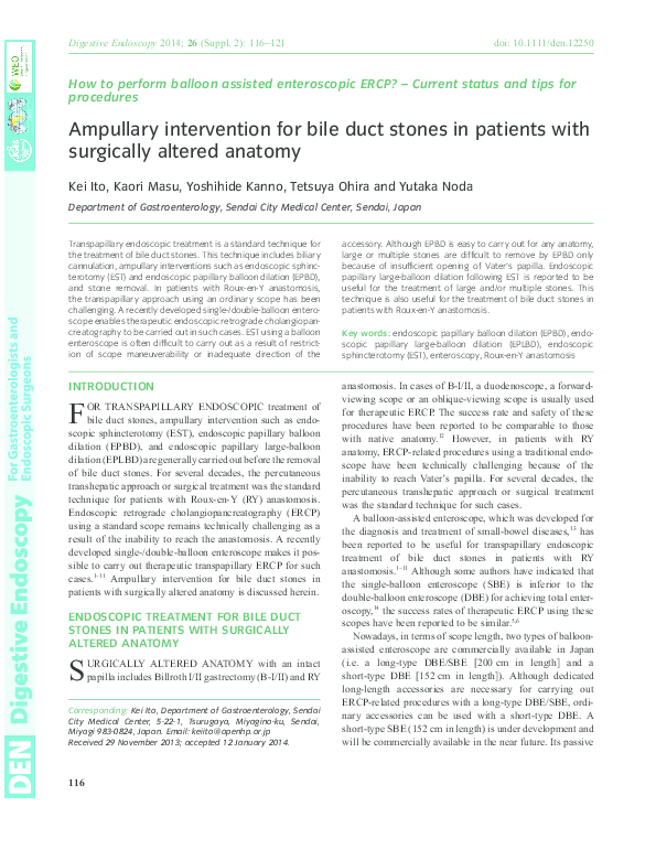 (PDF) Ampullary intervention for bile duct stones in patients with ...