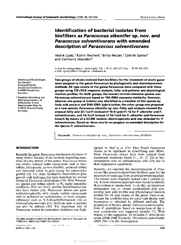 (PDF) Identification of bacterial isolates from biofilters as ...