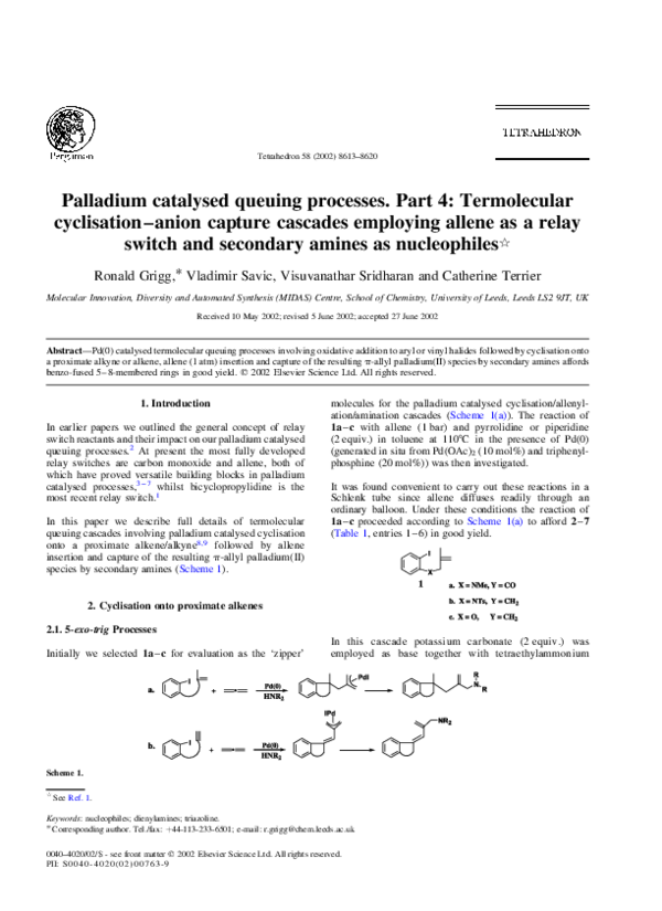 (PDF) Palladium catalysed queuing processes. Part 4: Termolecular ...