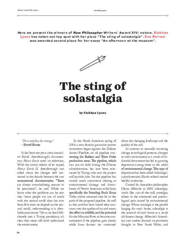 (PDF) The Sting of Solastalgia | Siobhan Lyons - Academia.edu