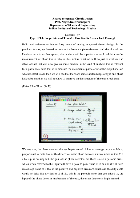 (PDF) Analog Integrated Circuit Design Lecture -47 Type I PLL Loop Gain ...