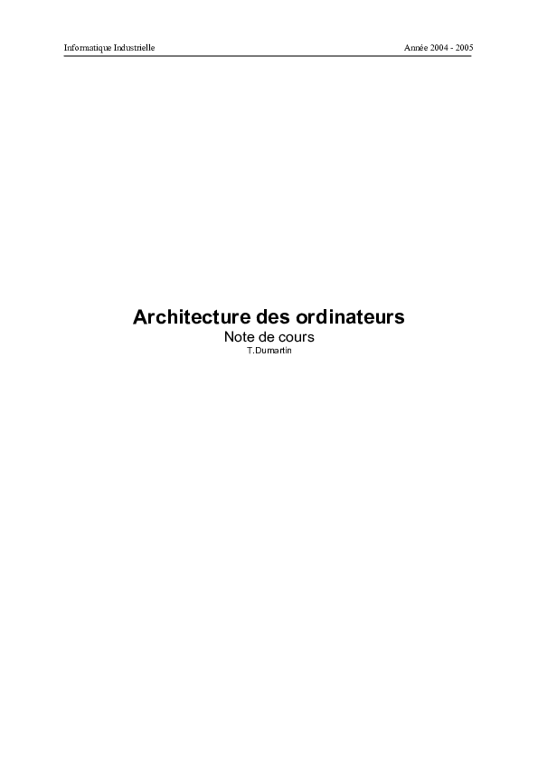 cours architecture des ordinateurs pour debutant