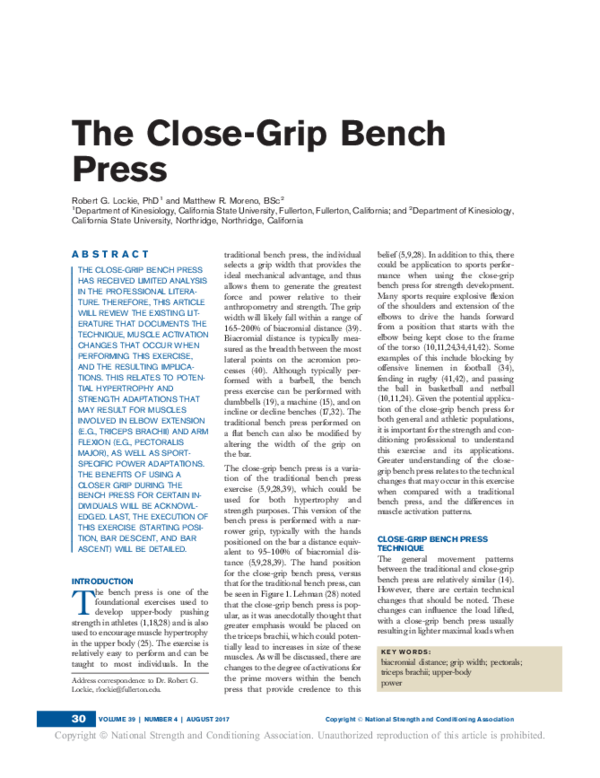 (PDF) The Close-Grip Bench Press