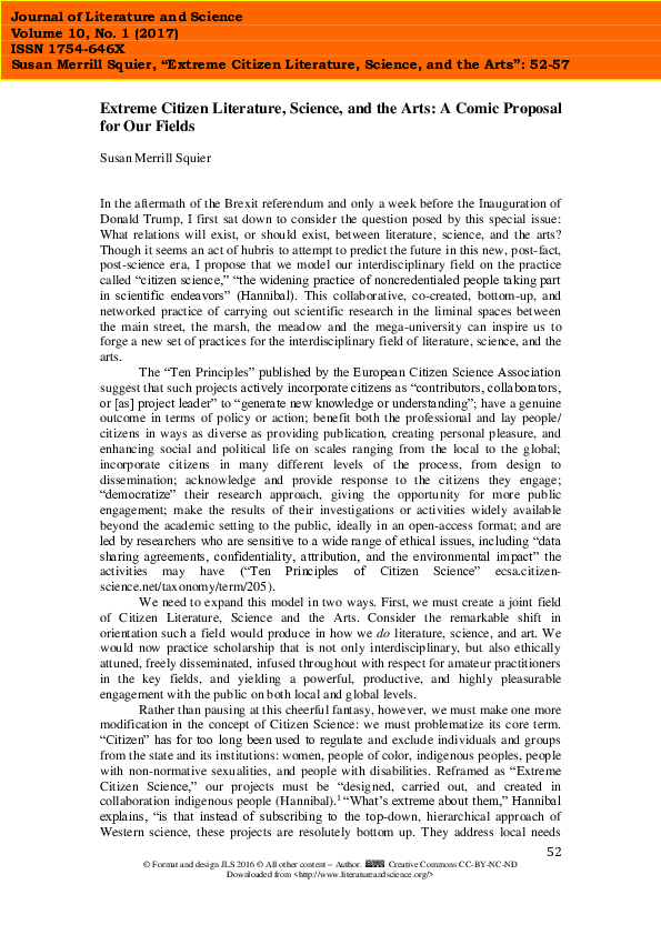 (PDF) Extreme Citizen Literature, Science, and the Arts: A Comic ...