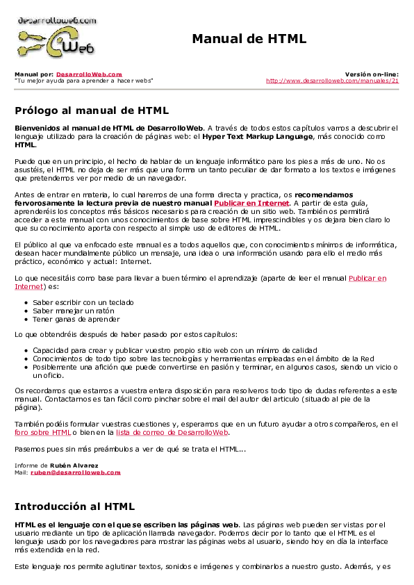(PDF) Manual de HTML Prólogo al manual de HTML | Marco Antonio Sosa Sandoval - Academia.edu