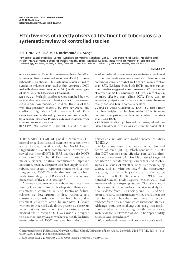 (PDF) Effectiveness of Directly Observed Treatment short course (DOTS ...