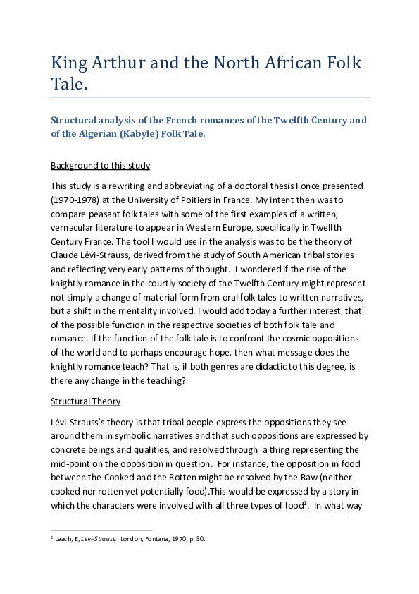 (DOC) King 3 Arthur and the North African Folk Tale.docx